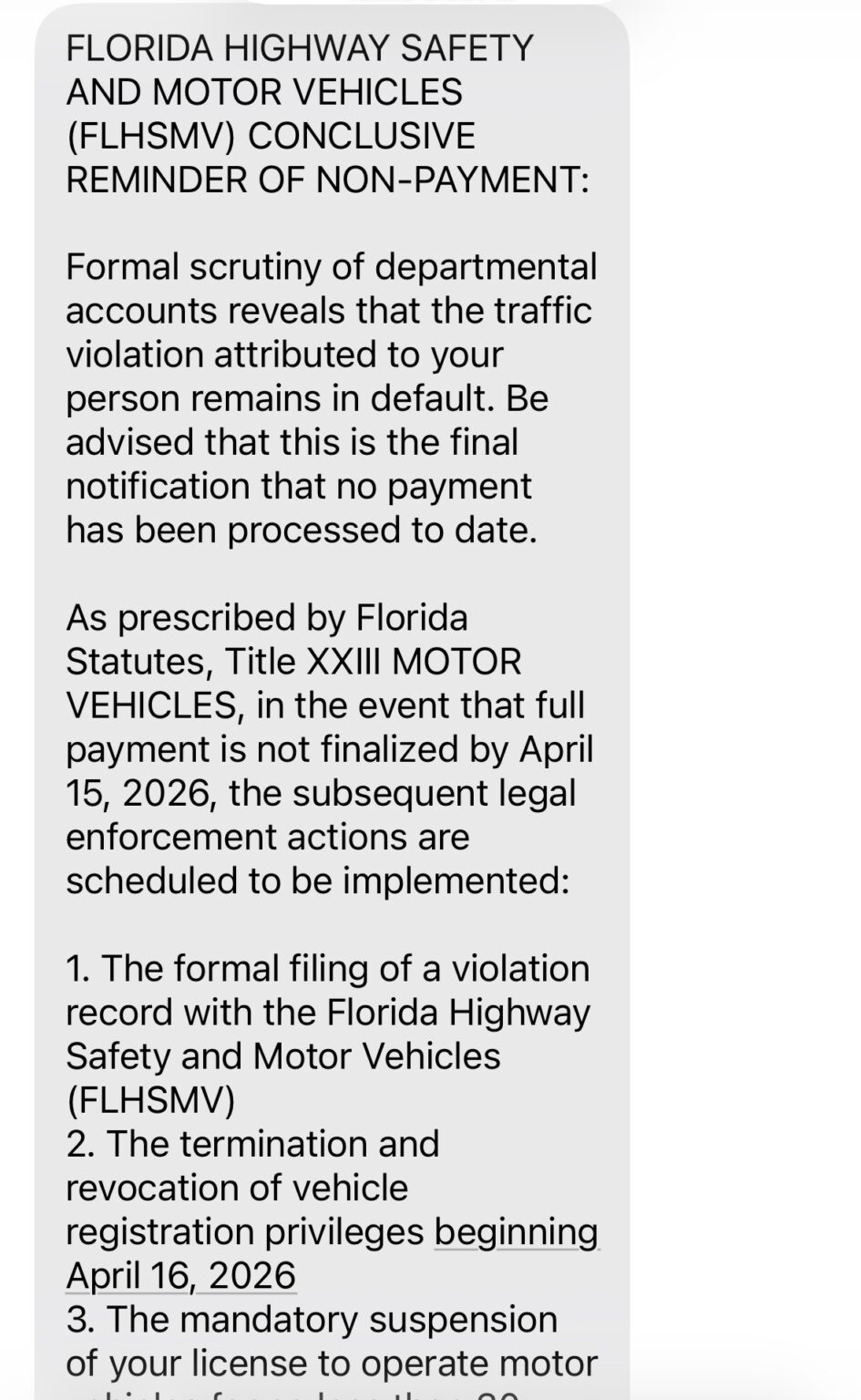 April 2026 Update: Don’t Fall for This (New) “Florida DMV” Text Message ...